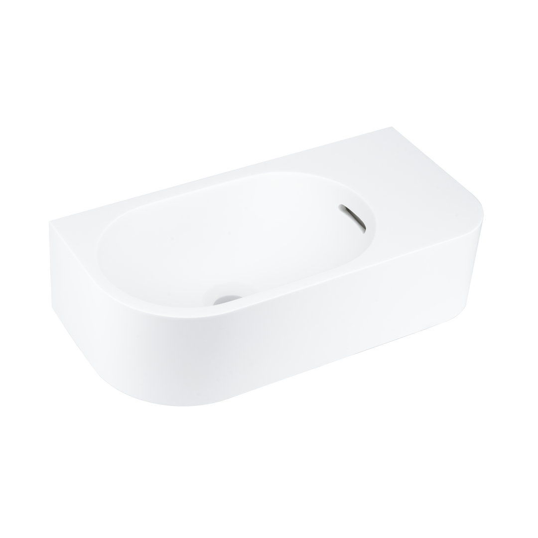 Vesi Wall-Hung Basin 400mm (Overflow) - Matte White - ABI Interiors UK