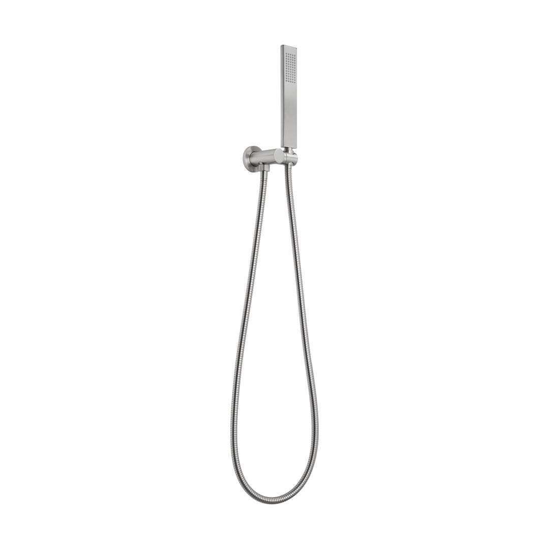Rounded Rectangle Hand Shower Set - Brushed Nickel - ABI Interiors UK