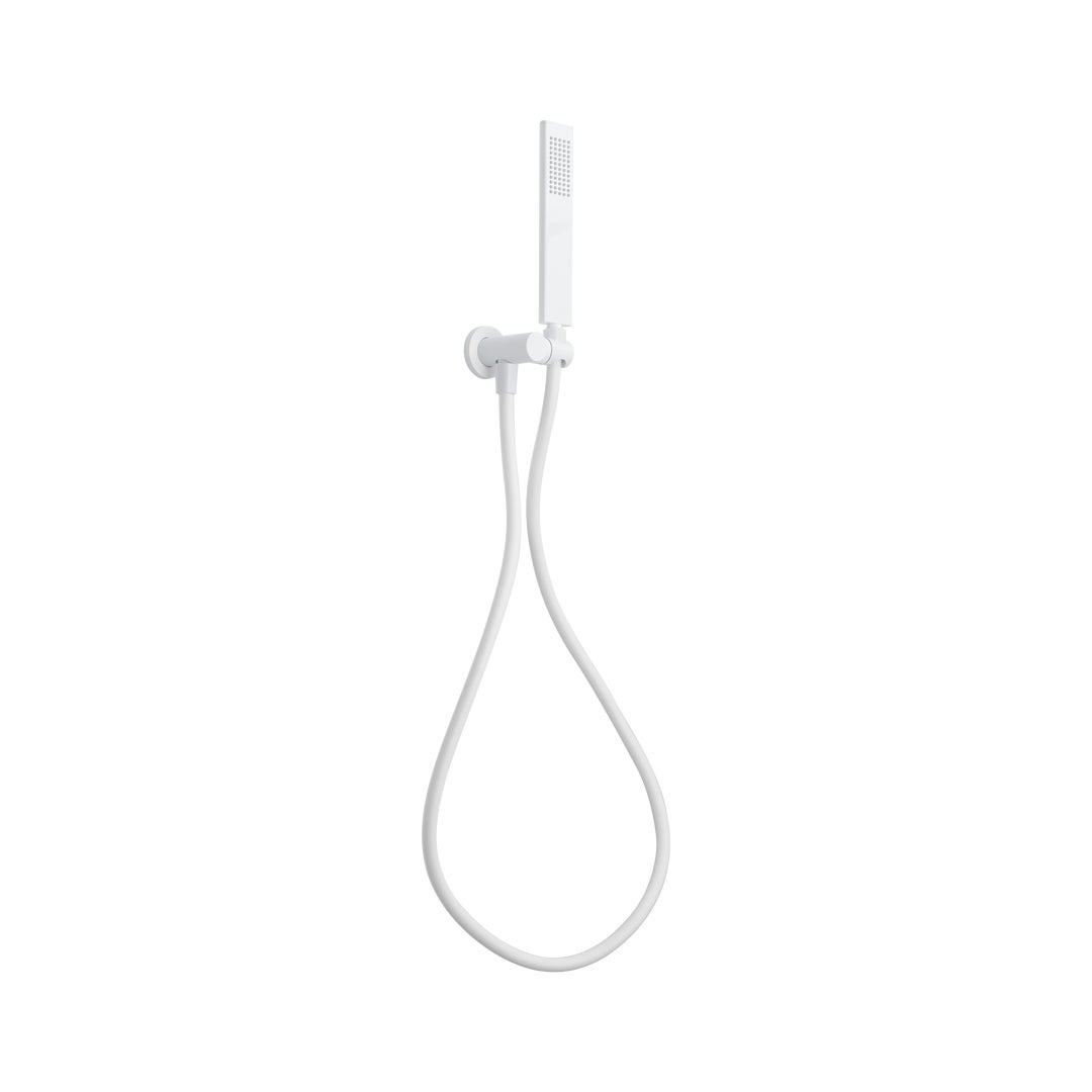 Rounded Rectangle Hand Shower Set - White - ABI Interiors UK