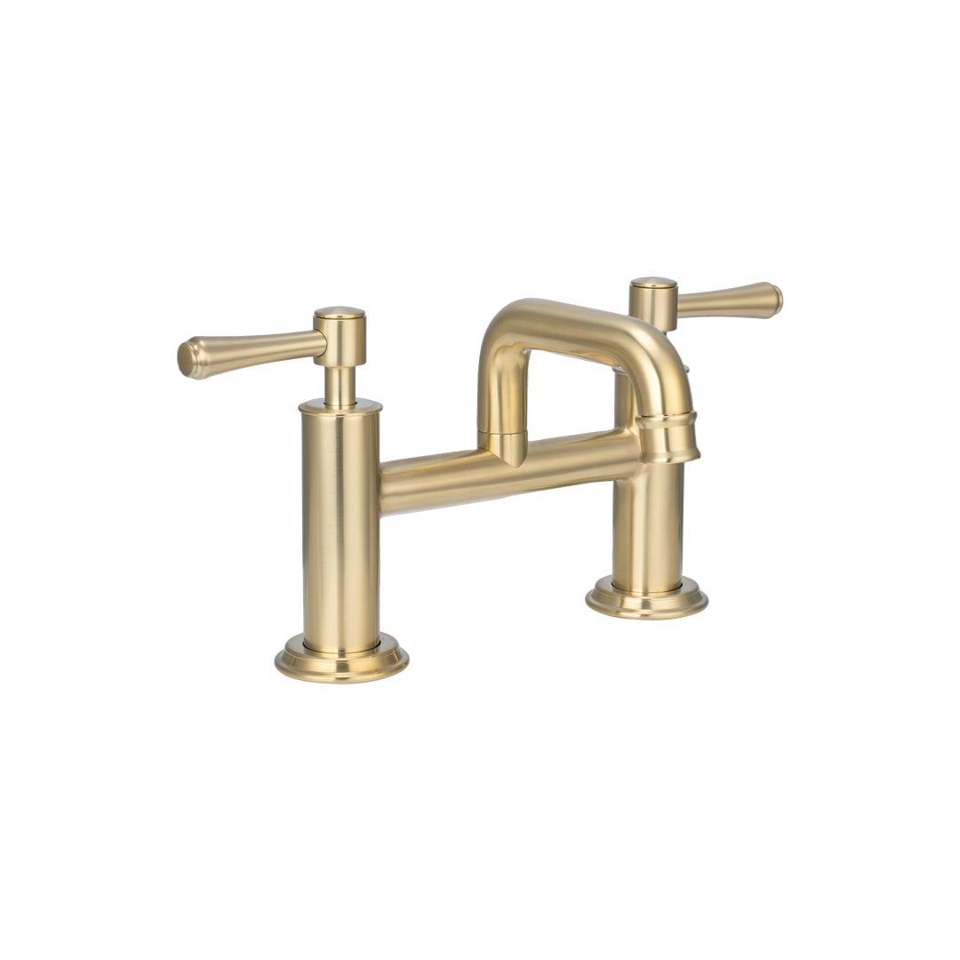 Kingsley Basin Bridge Mixer Tap - 2 Tap Hole - Brushed Brass - ABI ...