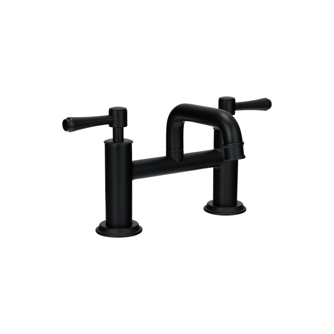 Kingsley Basin Bridge Mixer Tap - 2 Tap Hole - Matte Black - ABI ...