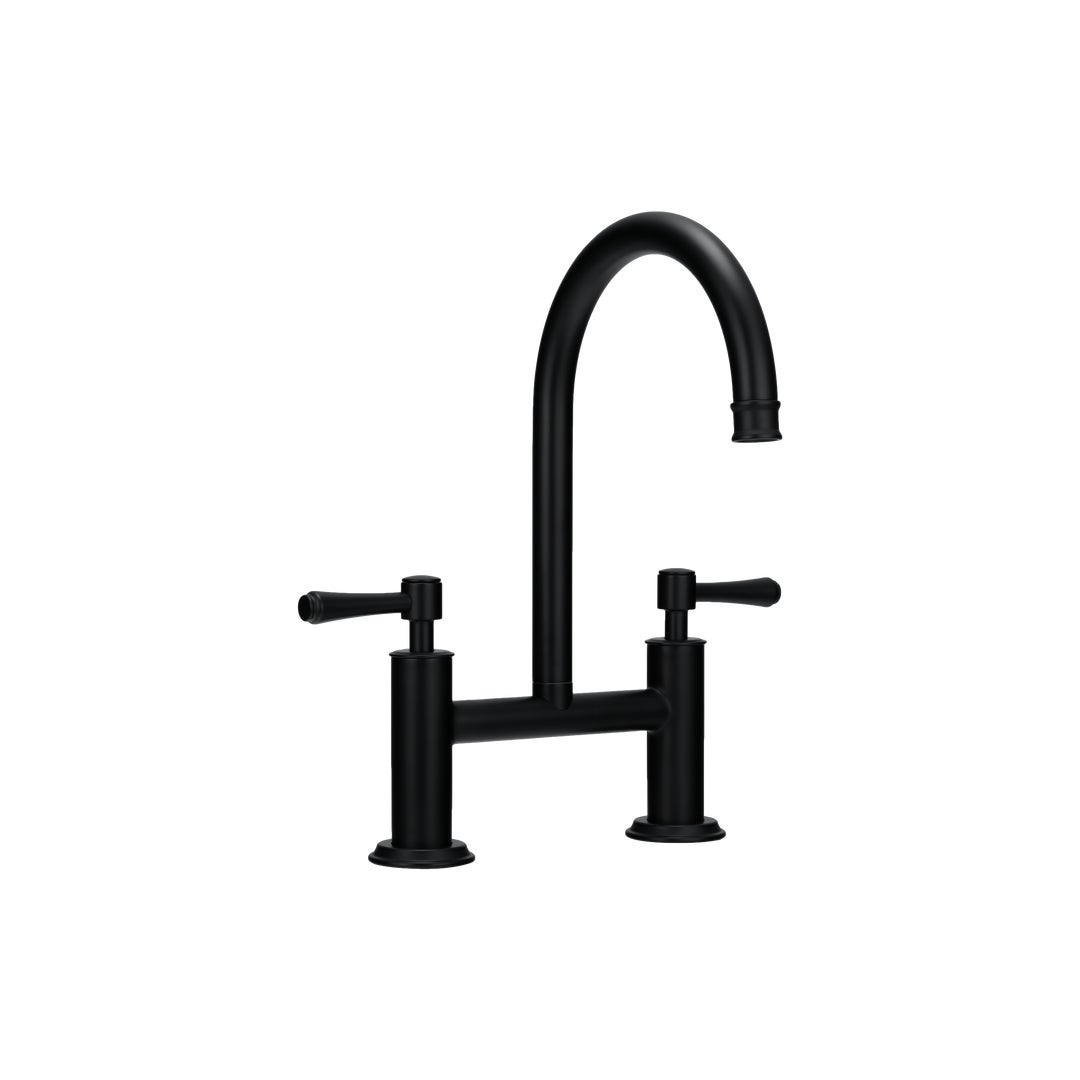 Kingsley Kitchen Bridge Mixer Tap - Matte Black - ABI Interiors UK