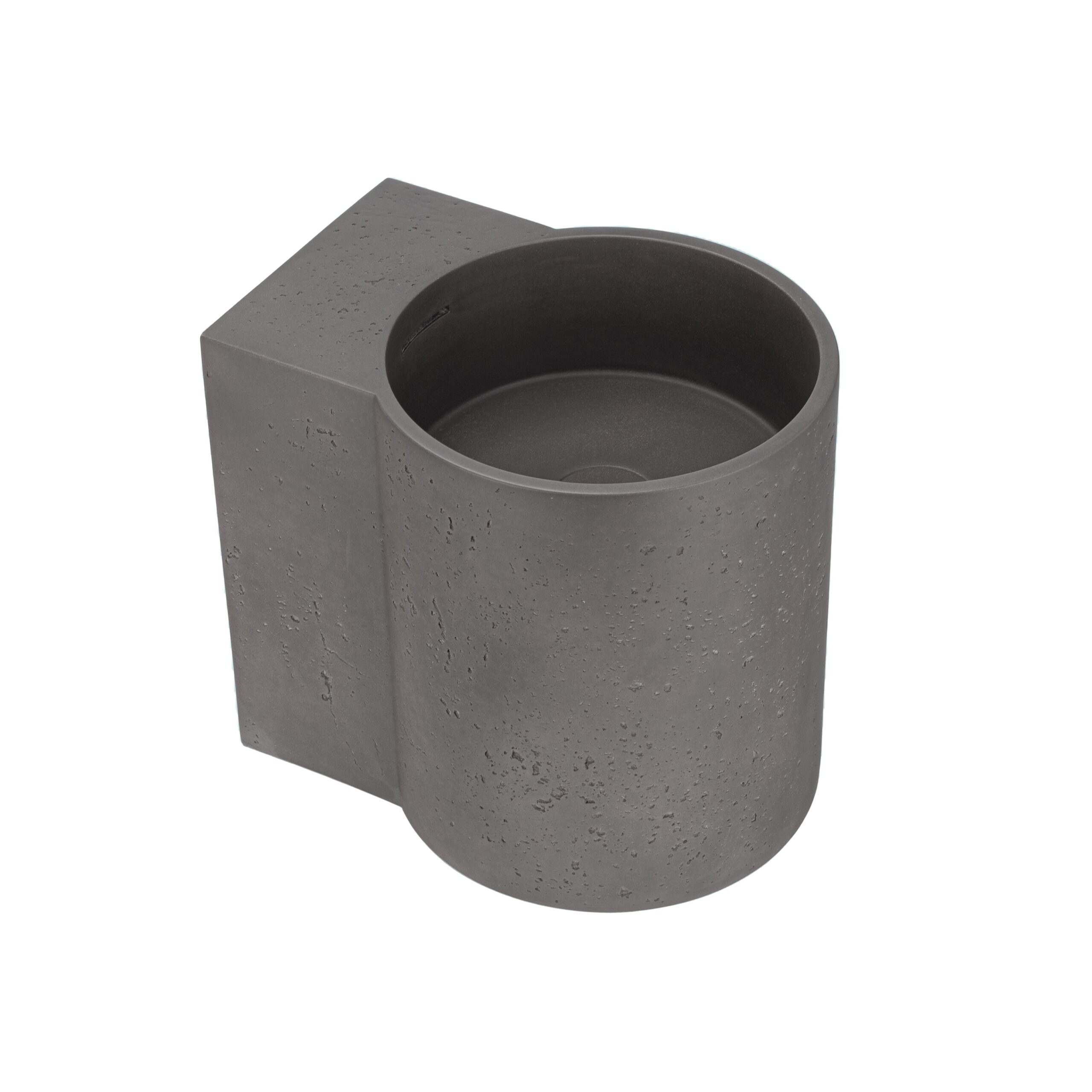 Atelis Cylinder Wall-Hung Concrete Basin (Overflow) - Grey - ABI ...