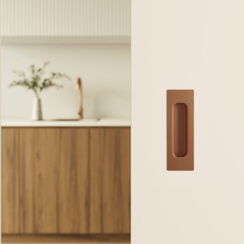 Atley Rectangular Flush Pull - Brushed Copper - ABI Interiors UK