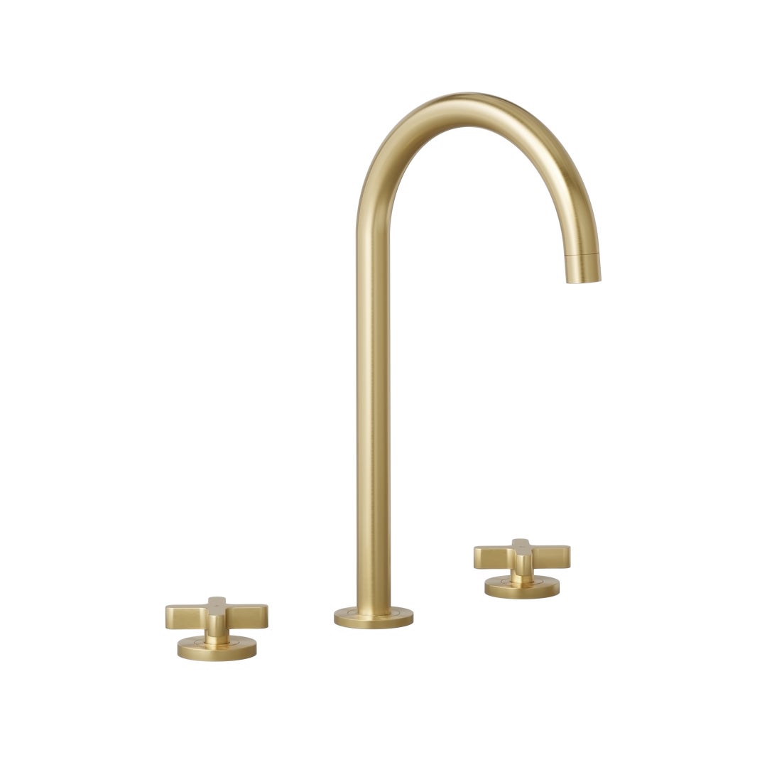 Cross Assembly Bench-Mounted Set - Brushed Brass - ABI Interiors UK