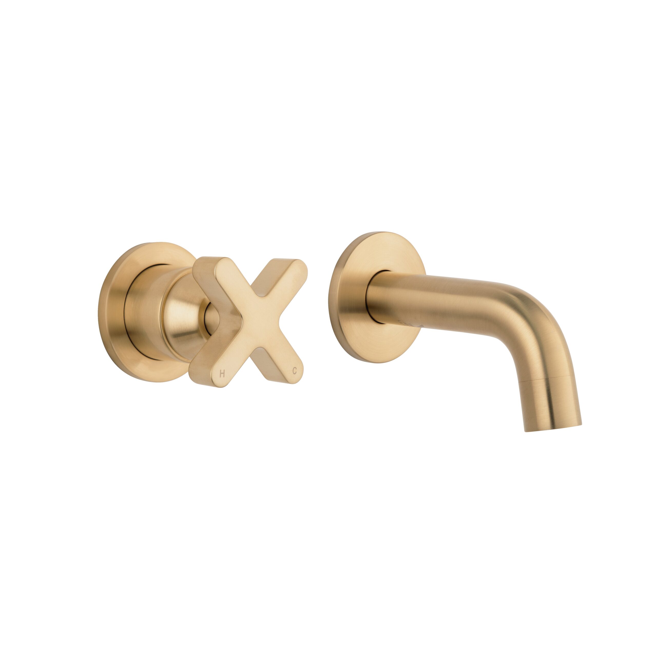 Cross Progressive Mixer & Mini Spout Set - Brushed Brass - ABI Interiors UK