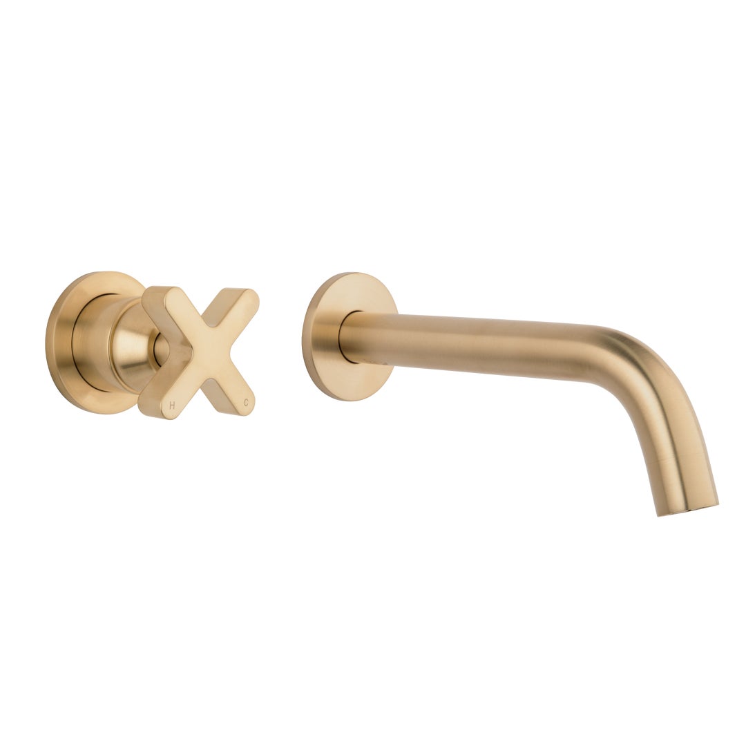 Cross Progressive Mixer & Spout Set - Brushed Brass - ABI Interiors UK