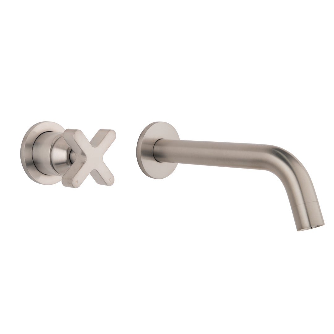 Cross Progressive Mixer & Spout Set - Brushed Nickel - ABI Interiors UK