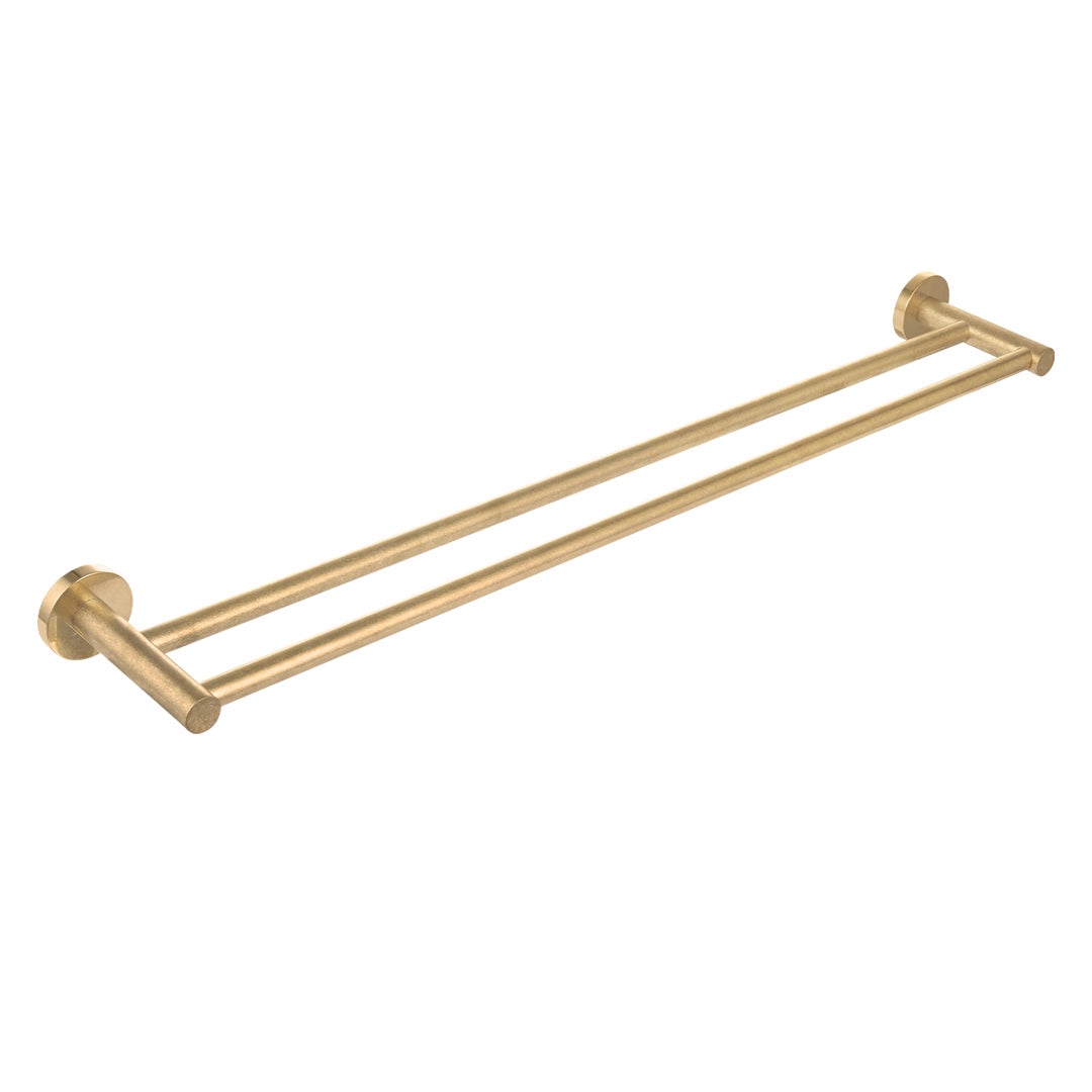 Elysian Double Towel Rail - Tumbled Aged Brass - ABI Interiors UK