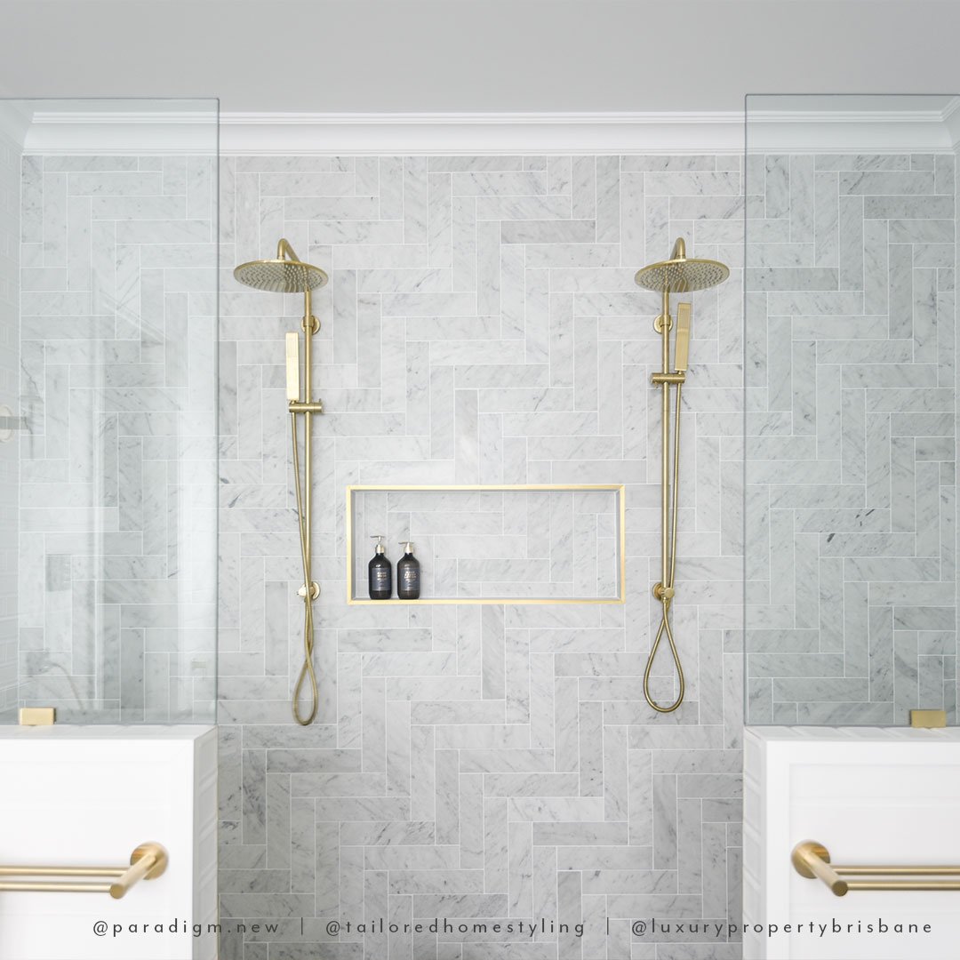 Finley - Shower Rail Set - Brushed Brass - ABI Interiors UK