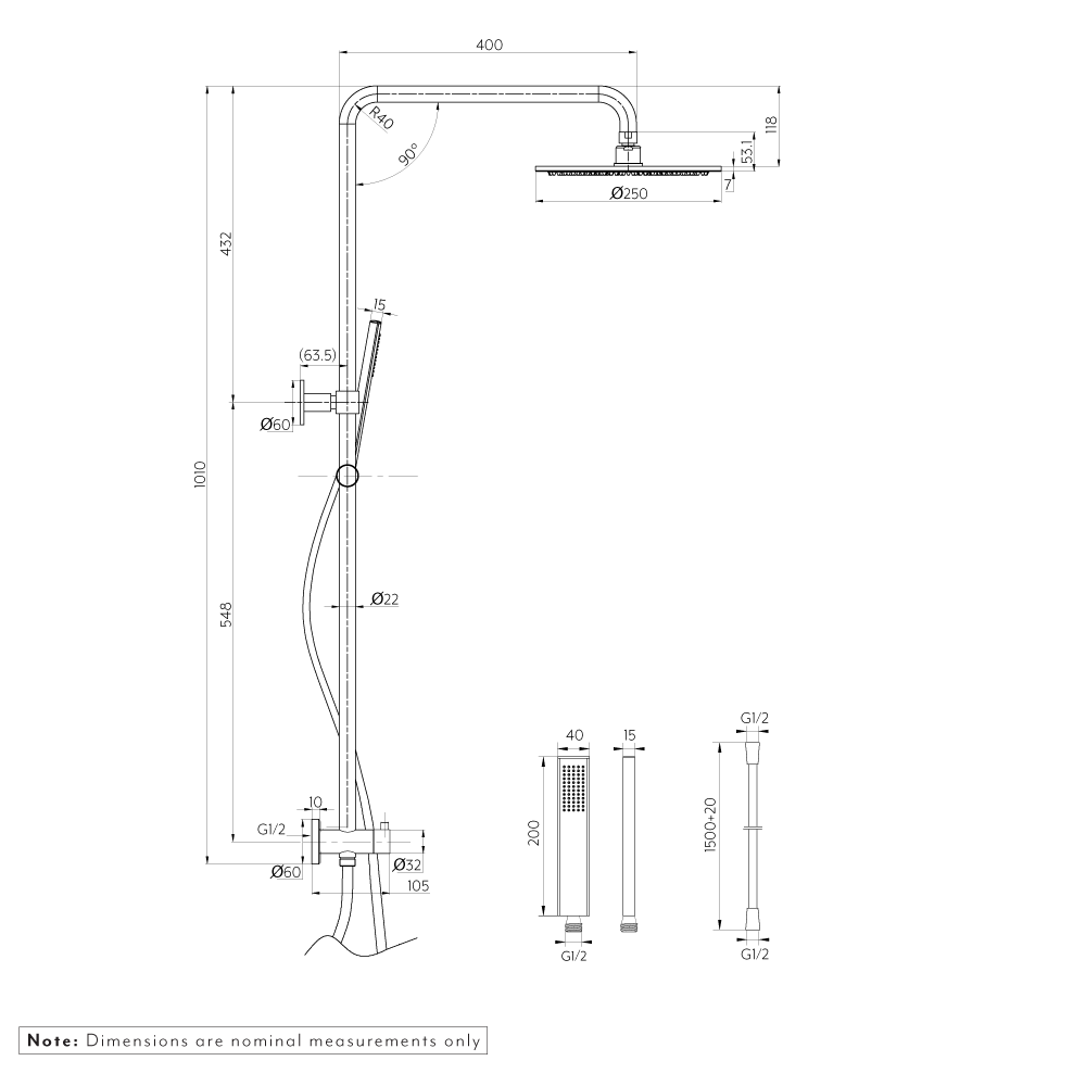 Finley - Shower Rail Set - Brushed Copper - ABI Interiors UK