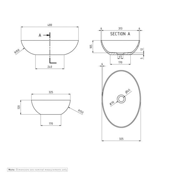 Labello Thin Edge Basin Sink - Almond - ABI Interiors UK