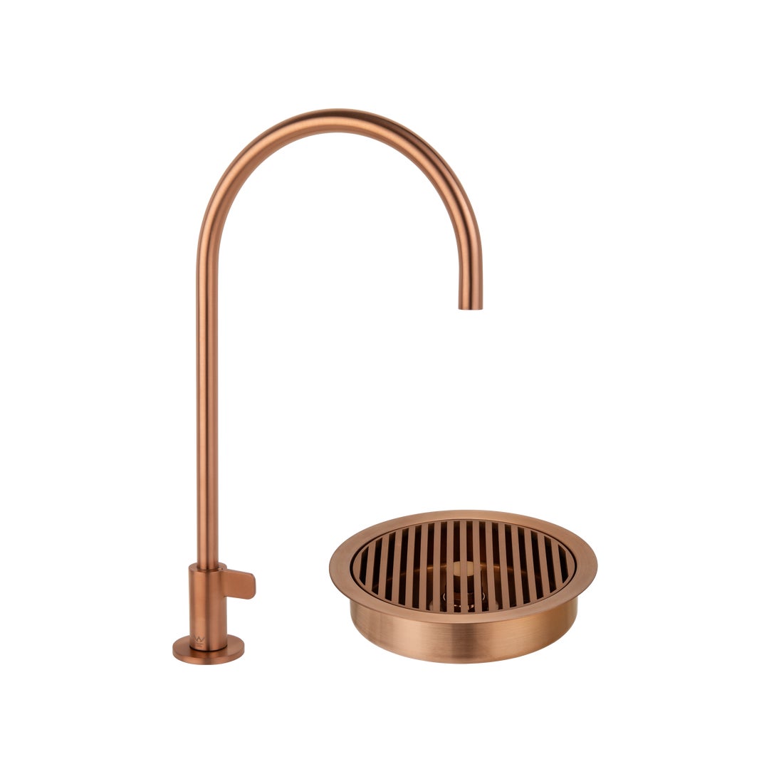 Mini Water Filter Tap with Font Drain - Brushed Copper - ABI Interiors UK
