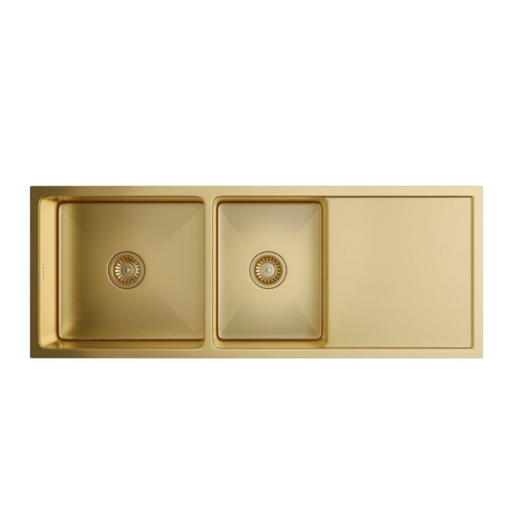 Ontario - Double Sink - Brushed Brass (Overflow) - ABI Interiors UK