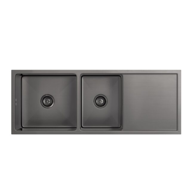 Ontario - Double Sink - Brushed Gunmetal (Overflow) - ABI Interiors UK