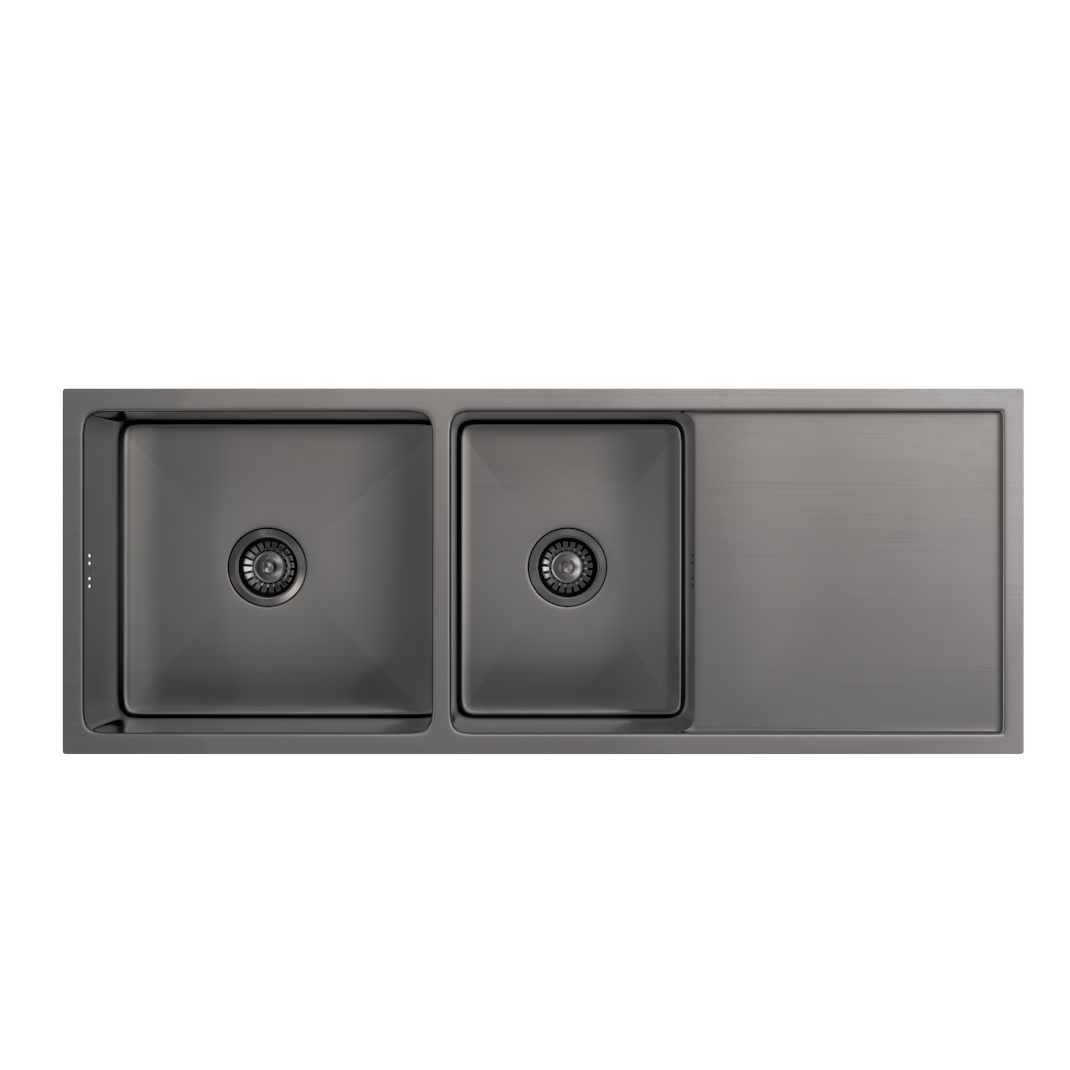 Ontario - Double Sink - Brushed Gunmetal (Overflow) - ABI Interiors UK