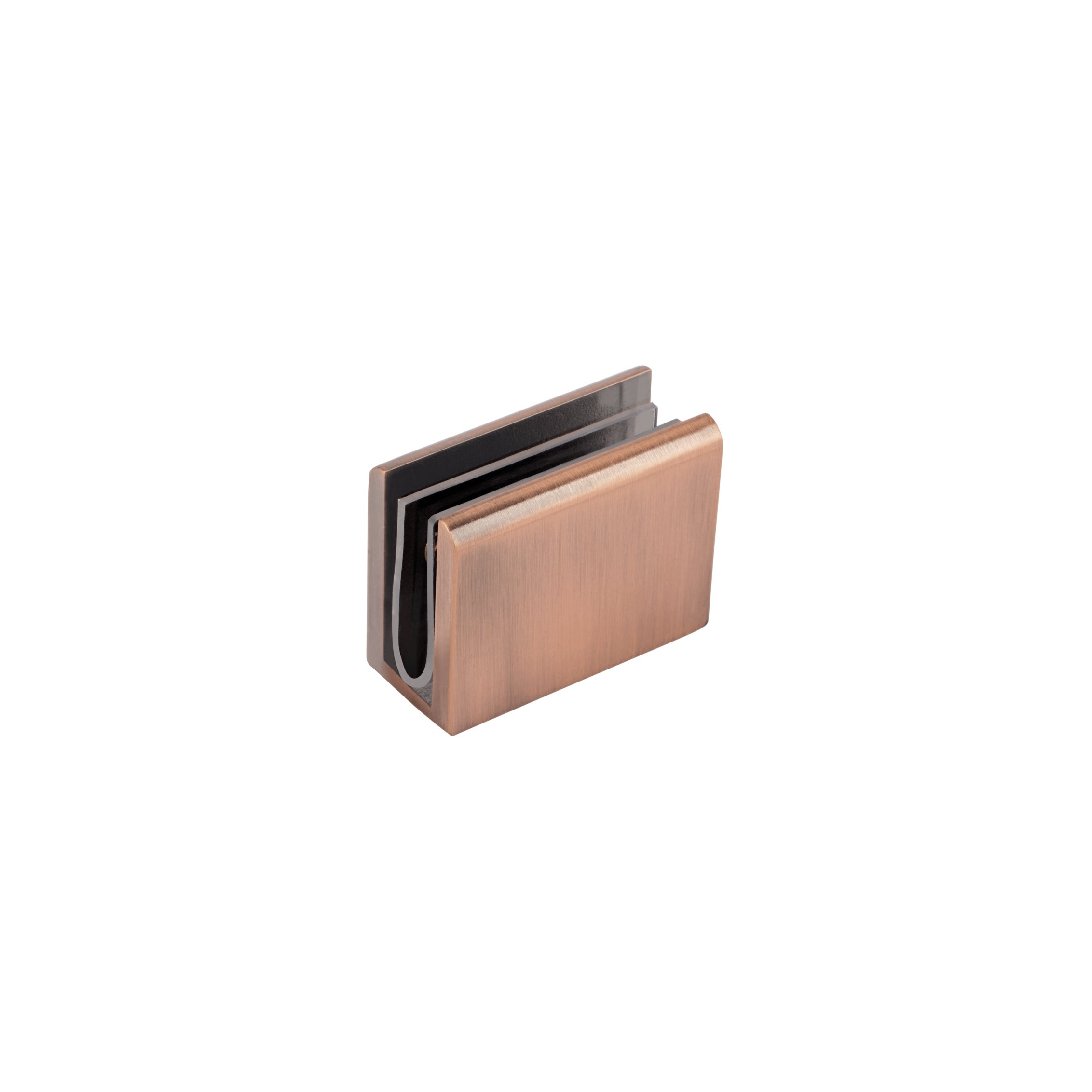 Pius Glass Panel Clip 12mm - Brushed Copper - ABI Interiors UK