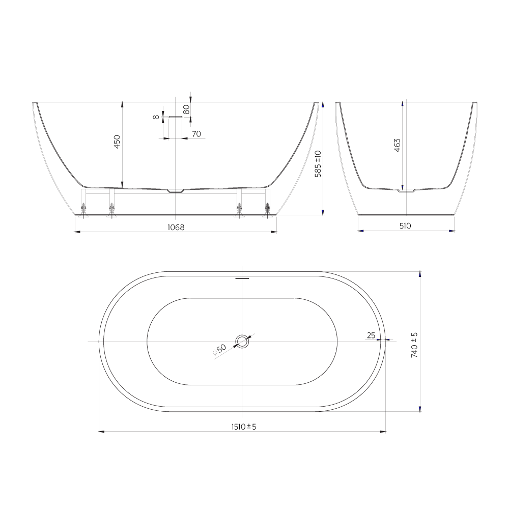 Scala Acrylic Freestanding Bath - 1510 Matte White - ABI Interiors UK
