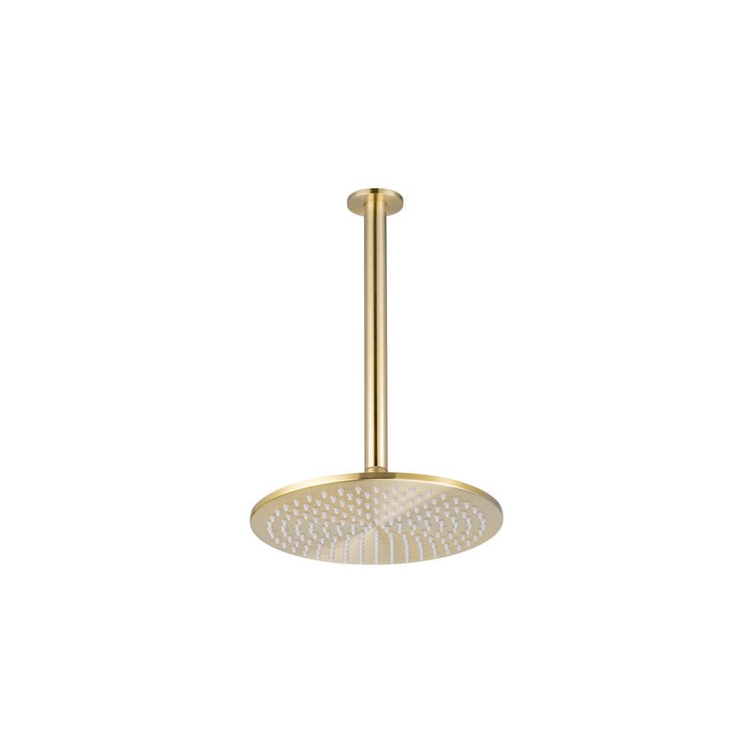 Shower Dropper Round 300mm & Head Set - Brushed Brass - ABI Interiors UK