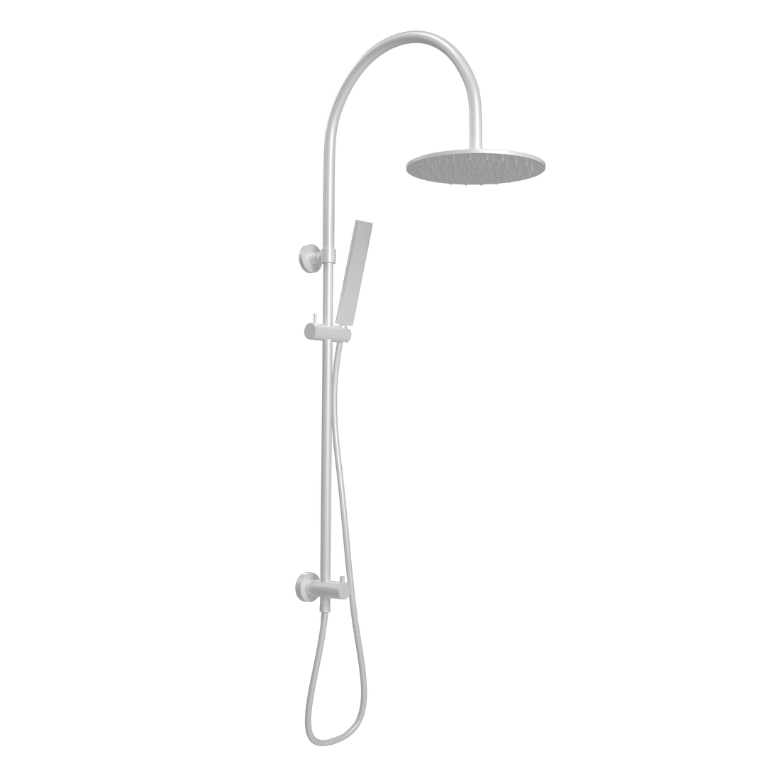 Elysian Gooseneck - Shower Rail Set - White - ABI Interiors UK
