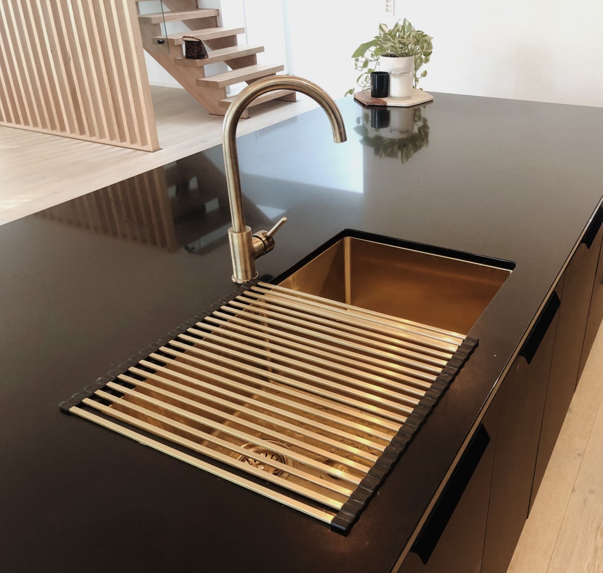 Vita - Kitchen Sink Double 760mm - Brushed Brass (Racks/Overflow) - ABI ...
