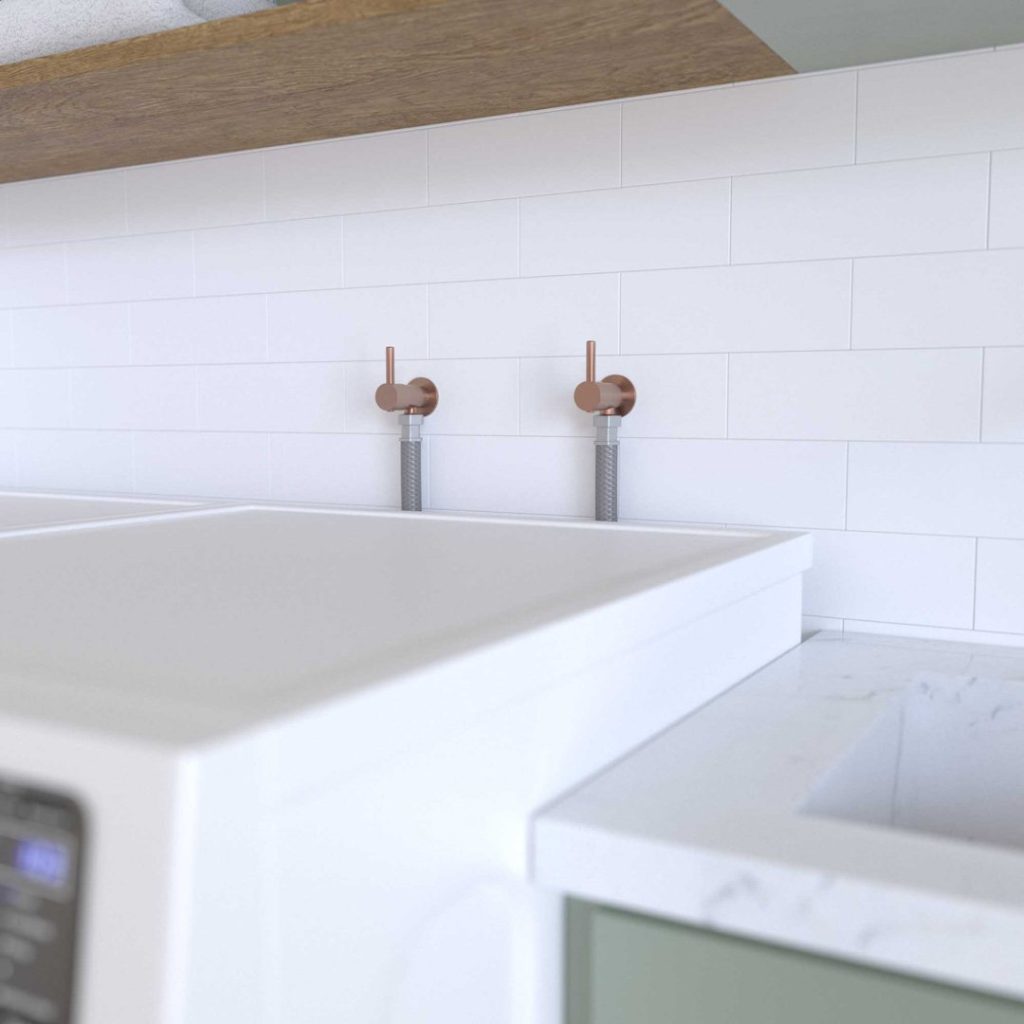Elysian Washing Machine Stops - Brushed Copper - ABI Interiors UK
