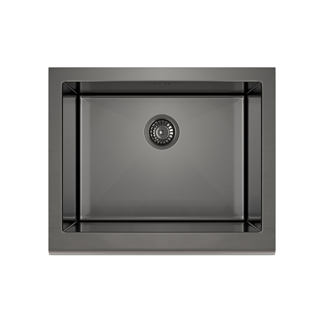 Belfast Butler Sink - Brushed Gunmetal (Rack/Overflow) - ABI Interiors UK
