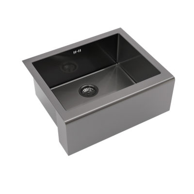 Belfast Butler Sink - Brushed Gunmetal (Rack/Overflow) - ABI Interiors UK