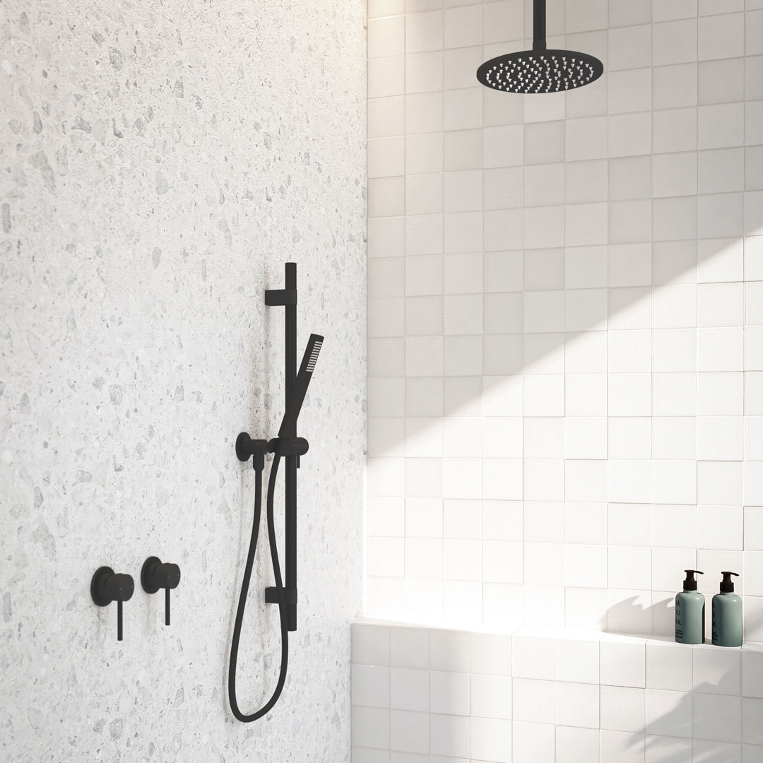 Elysian Adjustable Shower Rail - Matte Black - ABI Interiors UK