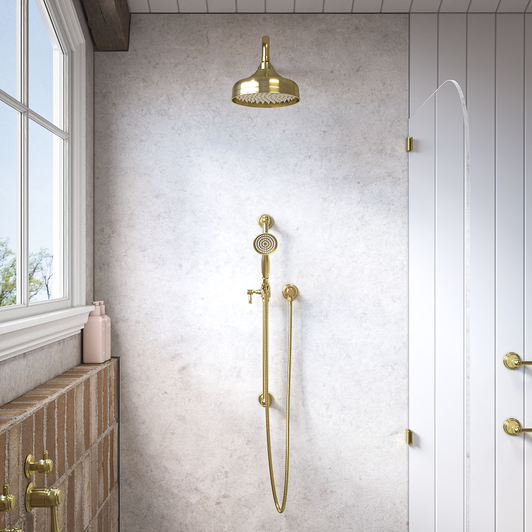 Kingsley Shower Rail - Brushed Brass - ABI Interiors UK