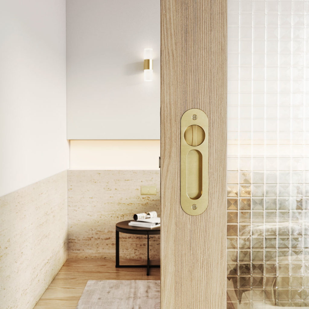 Leroy Sliding Door Privacy Set - Brushed Brass - ABI Interiors UK