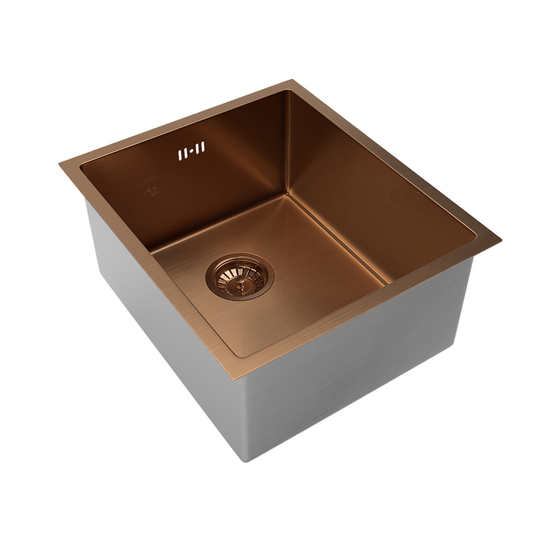 Ohelu Single Sink 380mm - Brushed Copper (Overflow) - ABI Interiors UK