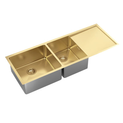 Ontario - Double Sink - Brushed Brass (Overflow) - ABI Interiors UK