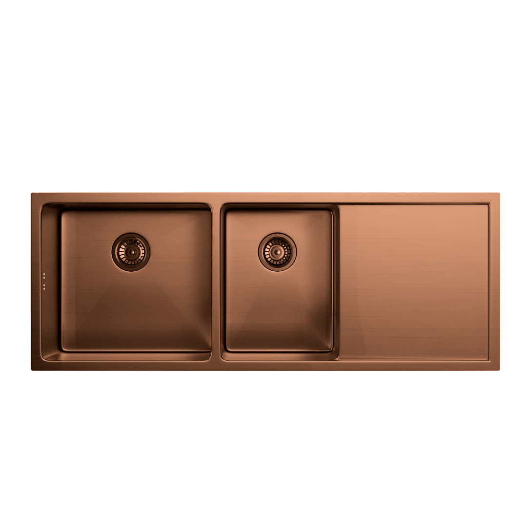 Ontario - Double Sink - Brushed Copper (Overflow) - ABI Interiors UK