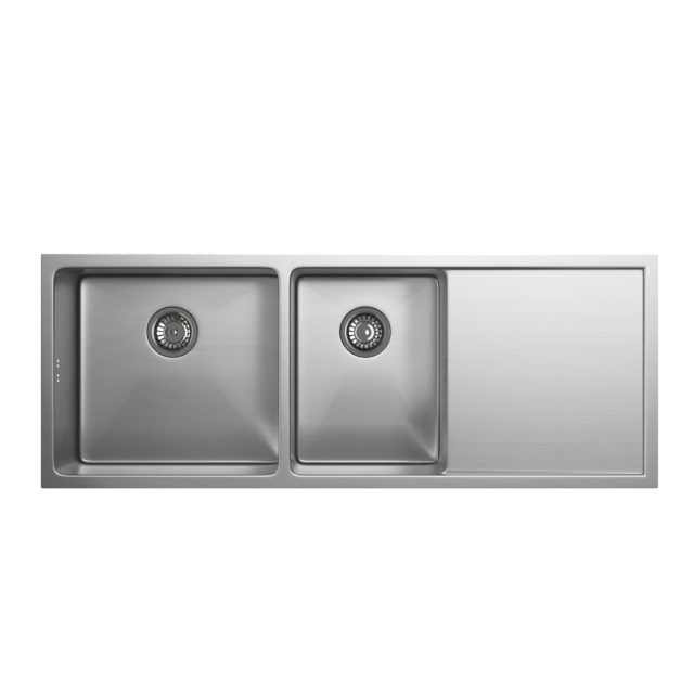 Ontario Double Kitchen Sink with Over Flow and Rack - Stainless Steel ...