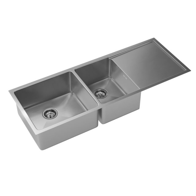 Ontario Double Kitchen Sink with Over Flow and Rack - Stainless Steel ...