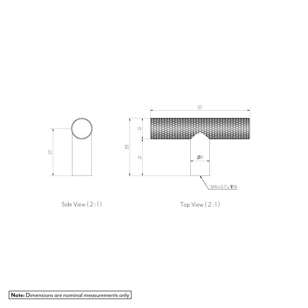 Tezra Textured Cabinetry T Pull – Brushed Gunmetal - ABI Interiors UK