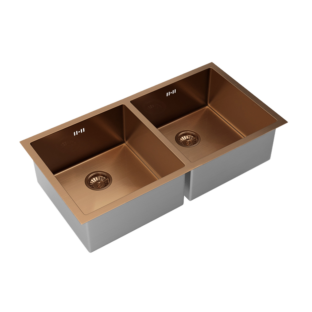 Zalo - Kitchen Sink Double 855mm - Brushed Copper (Overflow) - ABI ...